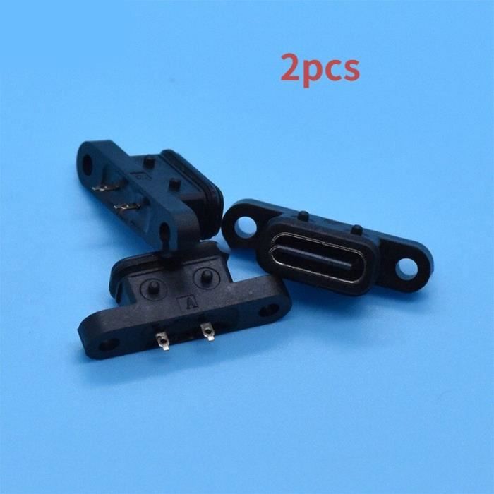 2pcs - Port De Prise Usb Type-c Femelle Étanche 2 Broches, Avec Trou De ...