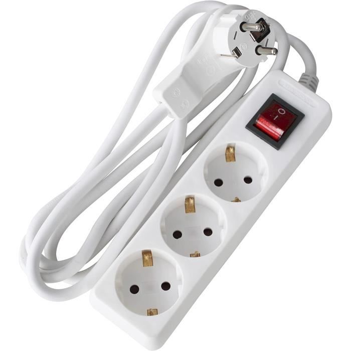 Multiprise 3 Prises Avec Fiche Plate Pour L'Intérieur Avec Protection ...