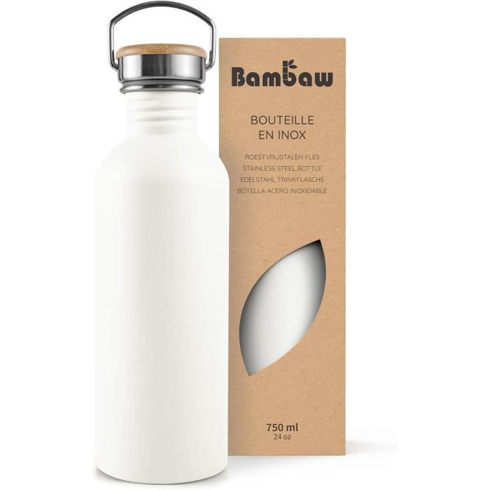 Gourde Inox 750 Ml, Gourde Sport Blanche, Bouteille D‘Eau Non-Isotherme ...