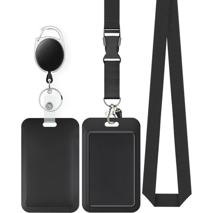 Porte Badge Coulissant Portebadge Vertical En Plastique Avec Mousqueton ...