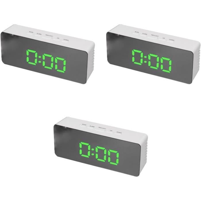 Réveil Radio Usb 3 Pièces Horloge Led Miroir De Vanité Bureau[u734 ...