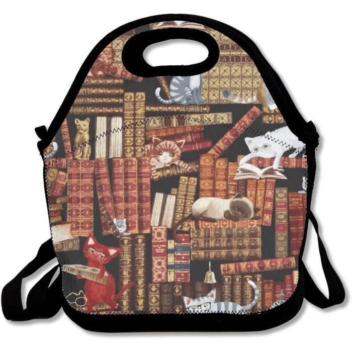 Serious-LUNCH BOX - BOITE A REPAS geckor Cats in The Library Lunch Tote ...