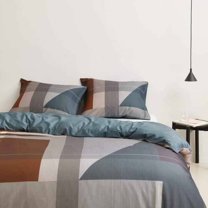 Marc O Polo Parure de lit en satin de coton mako Meja Earth Blue 1 ...