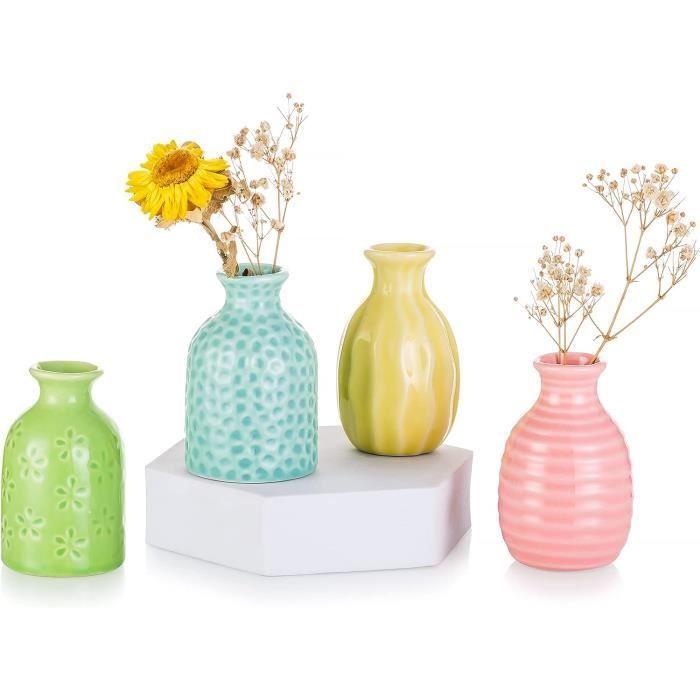 Mini Vase à Fleurs en CéRamique Hewory: Petits Vases Modernes Set de 4 ...