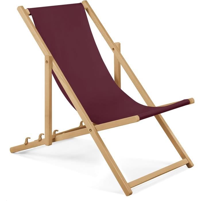 Chaise Longue De Jardin En Bois - Fauteuil Relax - Chaise De Plage Bordeaux[Z146] - Cdiscount Jardin