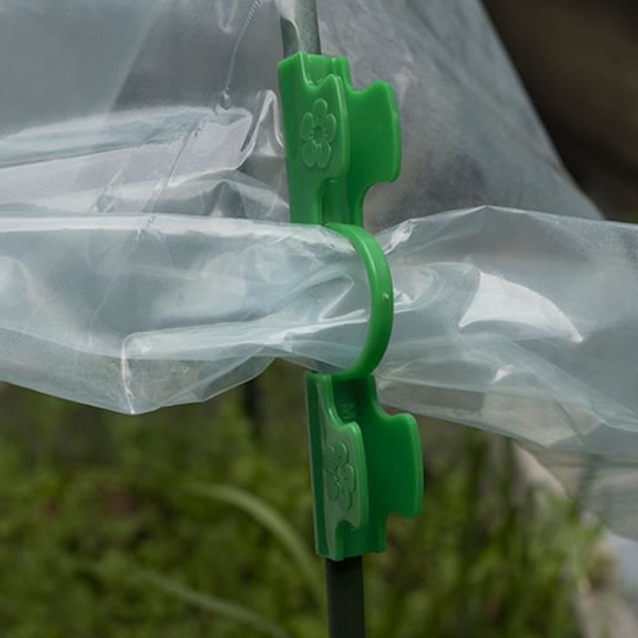 ABI Lot de 50 clips doubles de fixation pour film de culture sur tuteur ...