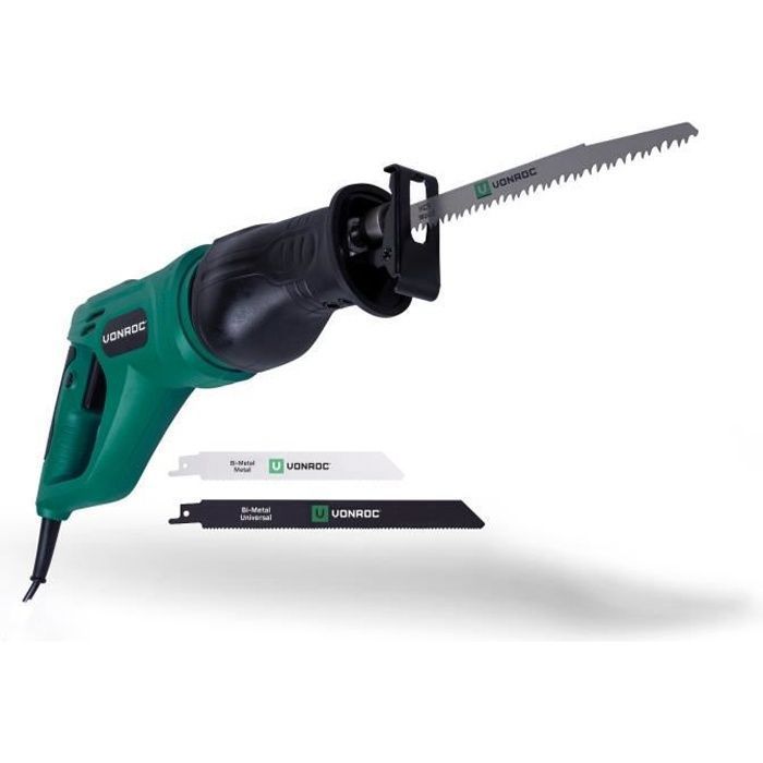 Scie sabre VONROC RS502AC - Poignée rotative - 3 Lames de scie incluses ...