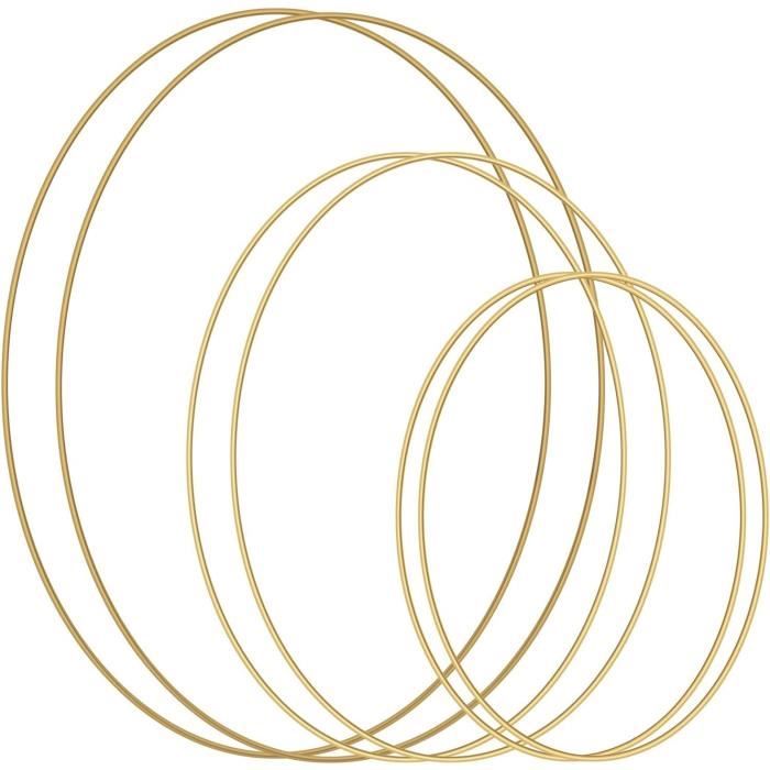 Lot de 6 cercle metal en doré pour bricolage, 3 tailles, épaisseur env ...