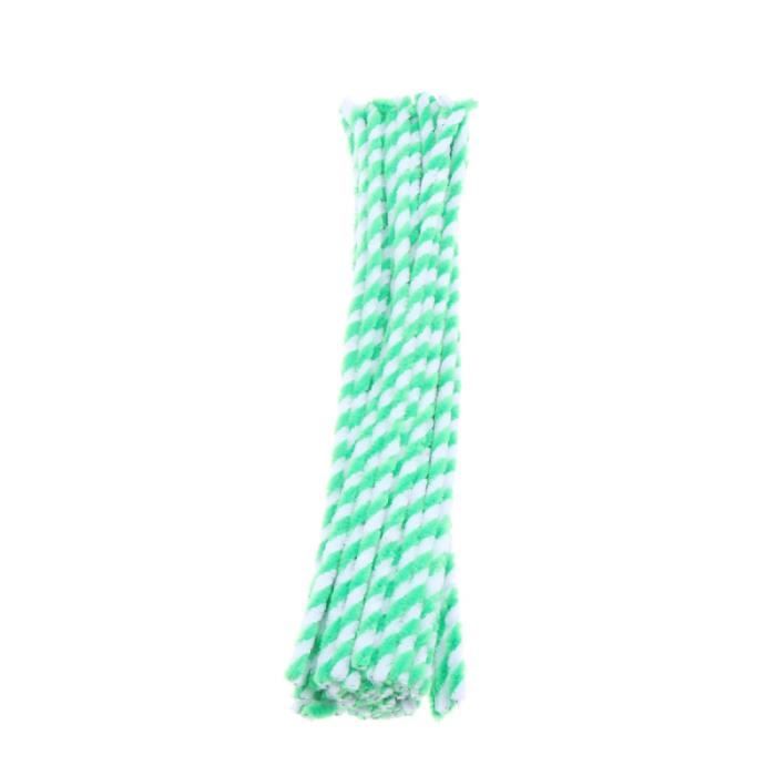 50pcs bicolore artisanale Chenille Tiges Vert et Blanc Bâton Twistable ...