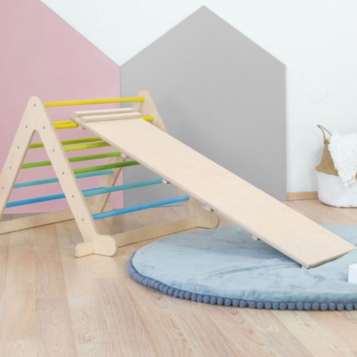 Jeu d'équilibre et motricité PIKY - bois naturel et couleurs froides ...