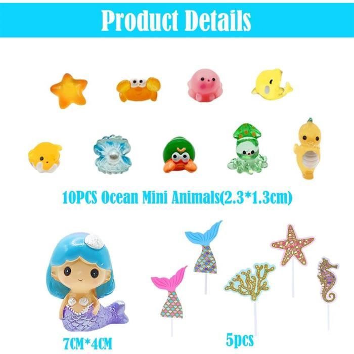 16 Pcs Decoration Sirene Gateau,Sirène Cupcake Toppers,Decoration ...
