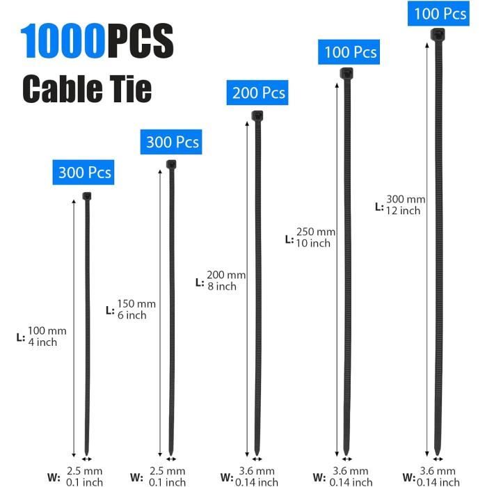 1000 Pièces Serflex, Collier De Serrage Plastique, Serflex Plastique ...