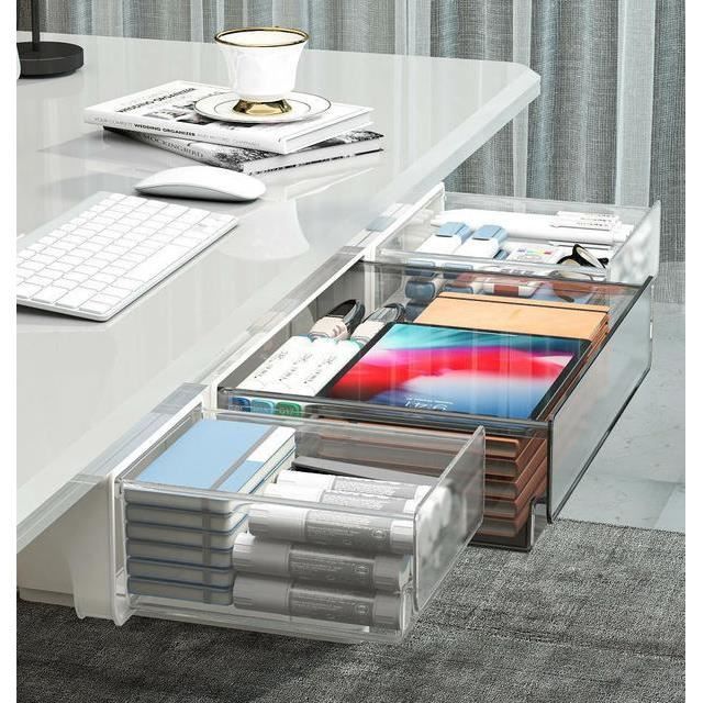BOITE DE RANGEMENT,L BLACK--Tiroir caché sous le bureau, boîte de ...