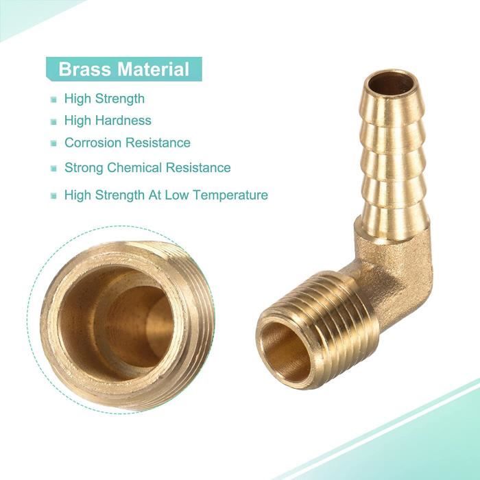 Raccord Cannelé Tuyau Laiton Coude 5-16" x 1-4NPT Mâle Fil Droit Angle Tuyau Raccord avec Inox ...