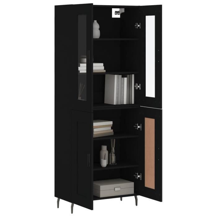 MAD Buffet haut Noir 69,5x34x180 cm Bois d'ingénierie - MDX43685 ...
