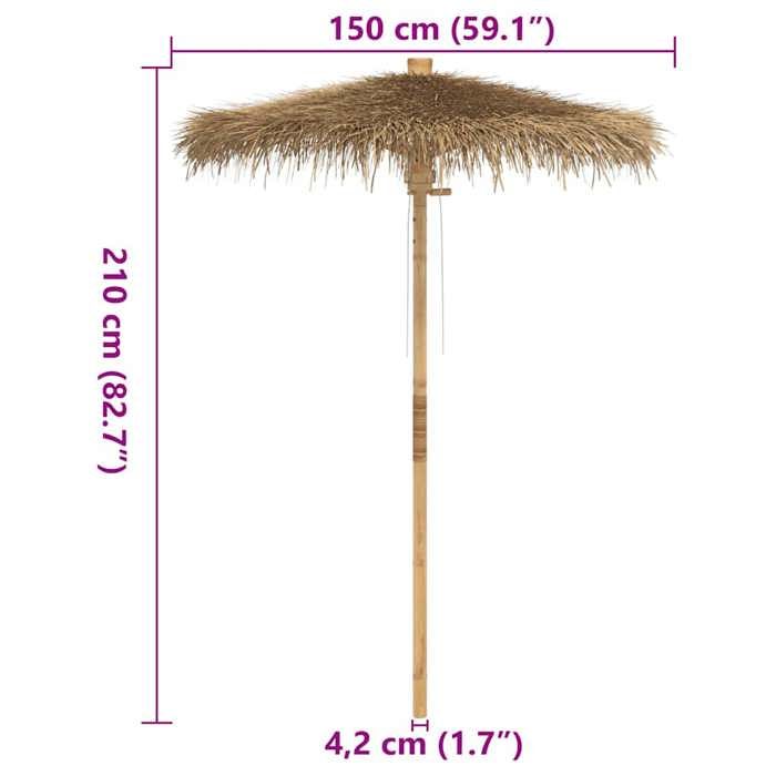 VidaXL Parasol Tiki avec auvent en feuille de bananier 150 cm bambou ...