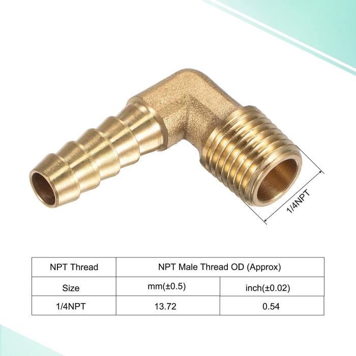 Raccord Cannelé Tuyau Laiton Coude 5-16" x 1-4NPT Mâle Fil Droit Angle Tuyau Raccord avec Inox ...