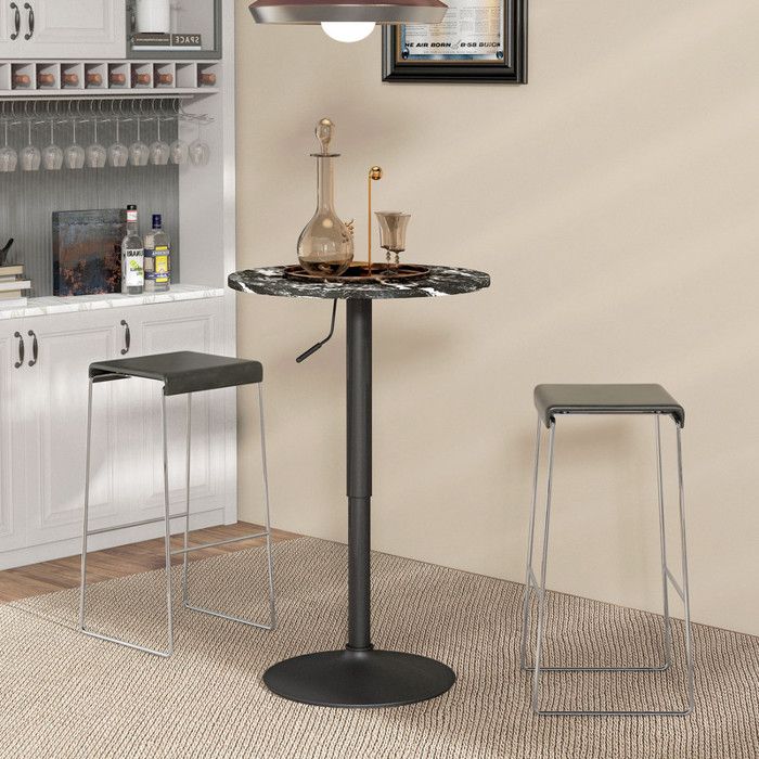 Table de bar ronde - Ø60 cm - Réglable en hauteur - Noir - Aspect ...