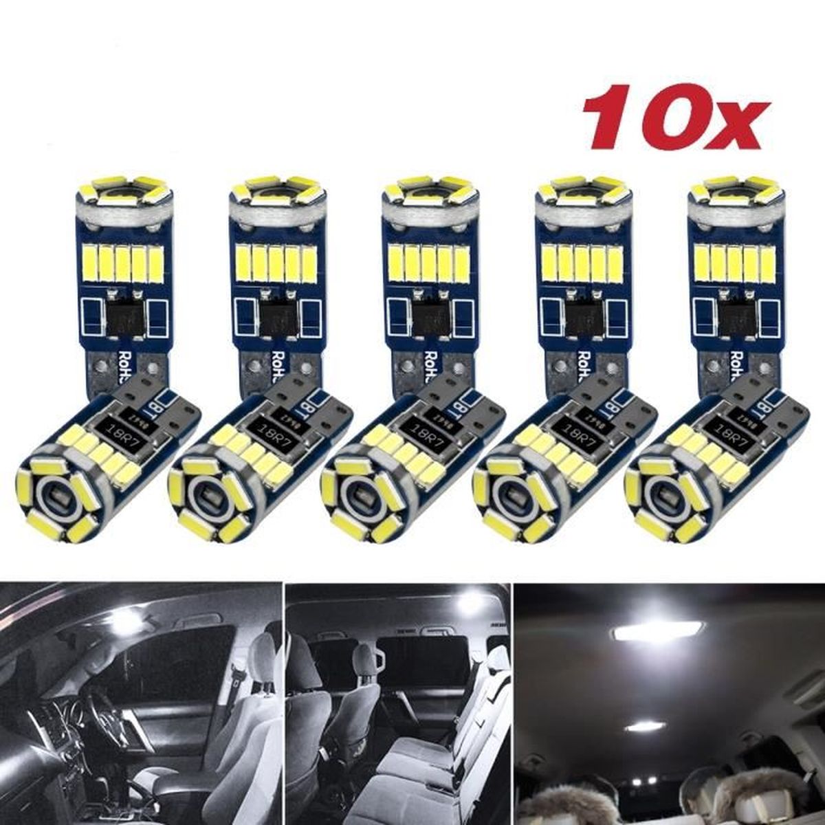 10x ampoule Veilleuse LED W5W T10 ULTRA BLANC XENON 6000k voiture auto - Cdiscount Auto
