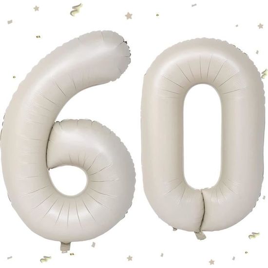 Ballon Chiffre Anniversaire 60 Ballons Numériques En Aluminium,100 Cm ...