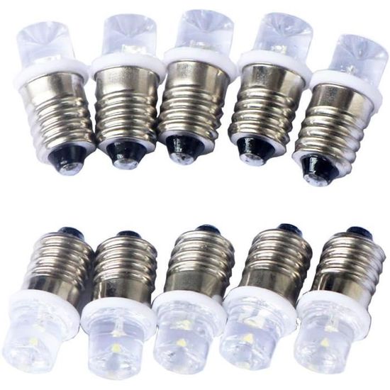GutReise DC 10pcs E10 6V Flutlicht Ampoule LED Projecteur ampoules Blanc Froid + 10pcs E10 Base ...