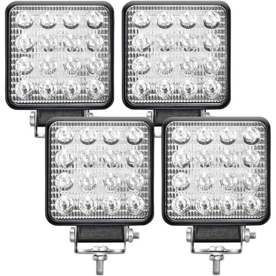 Phare led 12v 4.21" 10.5 cm IP67 48W 16 led 6500K 4 pieces abs ...