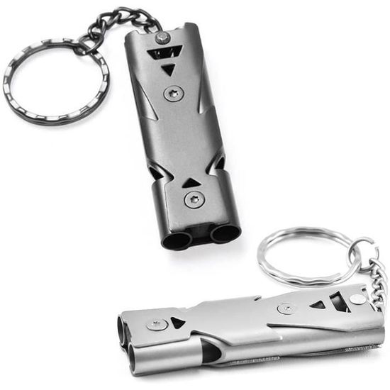 Sifflet d'urgence 2 pièces en acier inoxydable sifflet à haut décibel ...