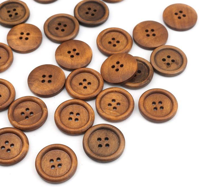 10 boutons ronds en bois marron clair, 4 trous, 25 mm.[Z1133] - Cdiscount Beaux-Arts et Loisirs ...