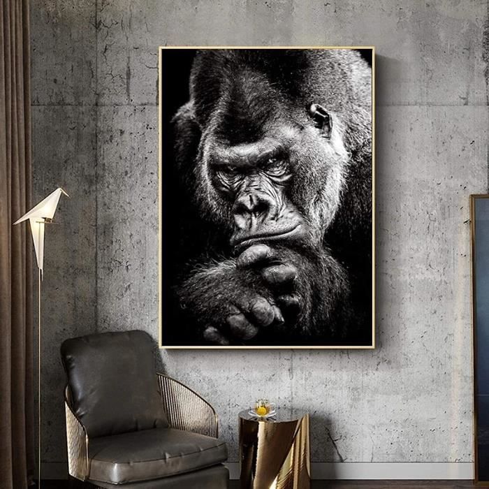 Affiches de singe singe noir et blanc impression sur toile Art mural ...