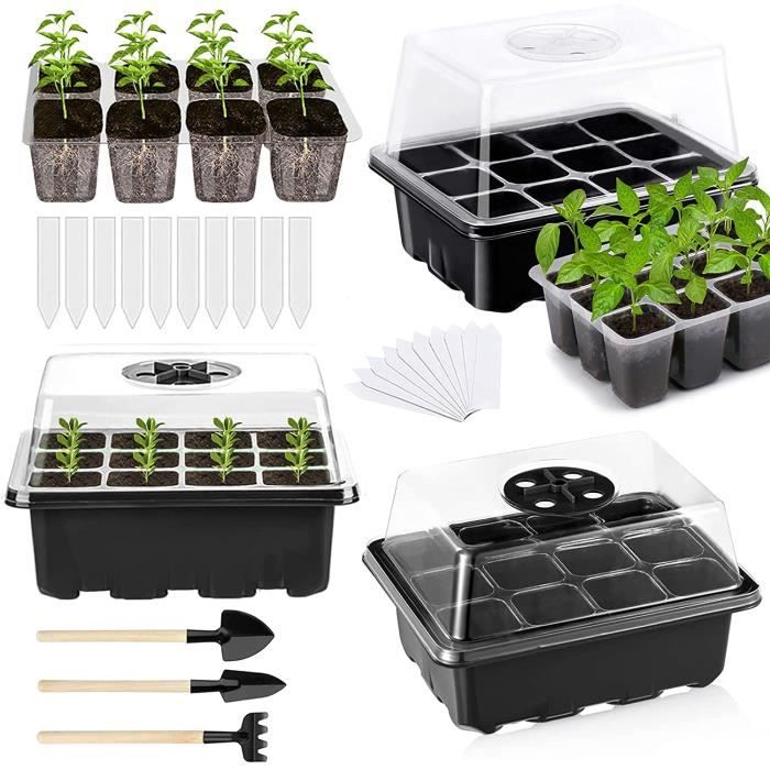 Lot de 3 Bac à semis,Plateau de SemisPlateaux de semis Kit de ...
