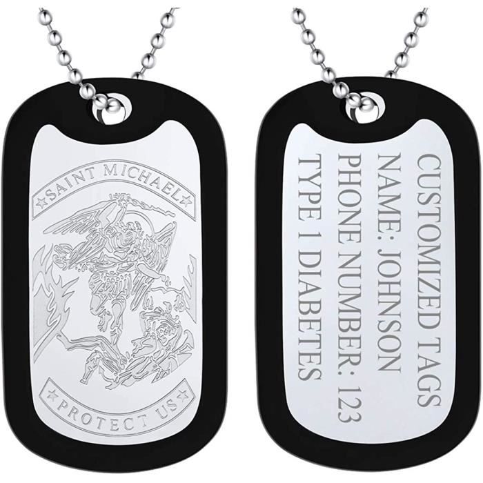 Collier Femme Plaque Saint Michael Militaire Personnalisé Médaillon ...