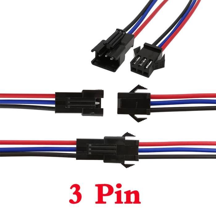 3pins - 10 cm - Câble De Connecteur Led, 5 Paires-10 Pièces, Prise Mâle ...
