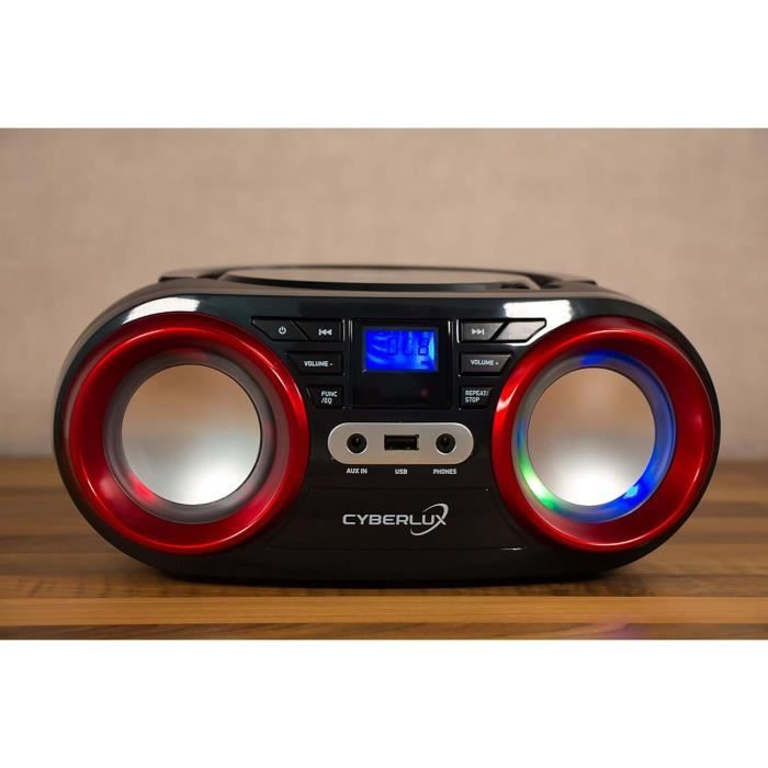 Lecteur CD/MP3 Cyberlux Noir/Rouge Cerise - Tuner FM numérique - Haut ...