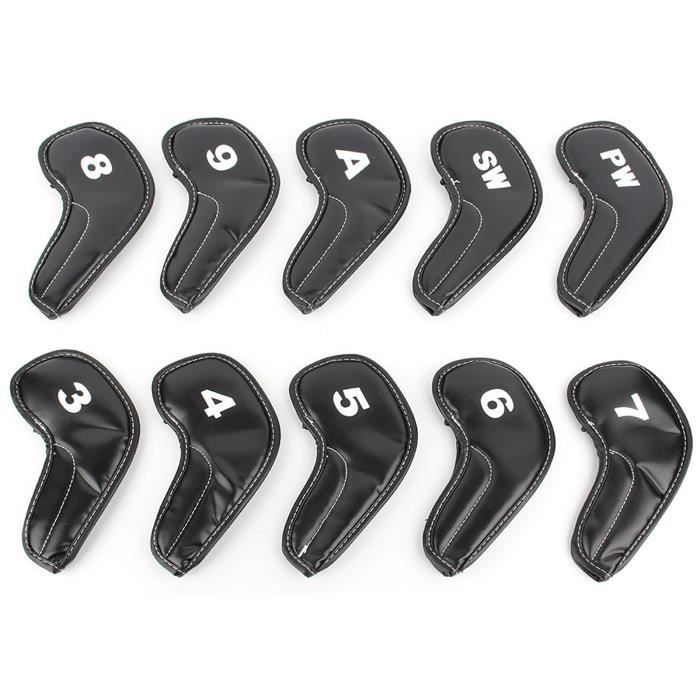 Dilwe Couvre-têtes de golf 10pcs Golf Club Iron Head PU Couvre Set ...