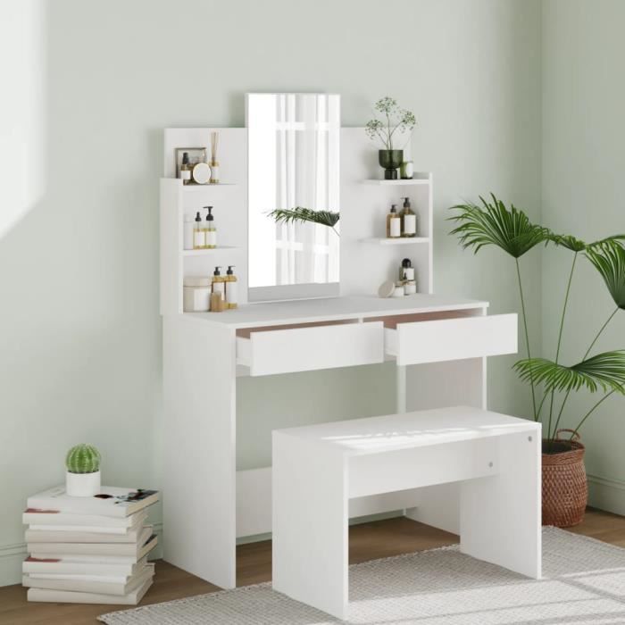FDIT Ensemble de coiffeuse Blanc 96x40x142 cm - FDI7388290586842 ...