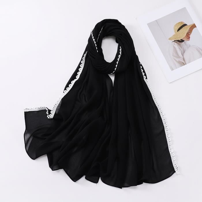 Dentelle Hijab longs châles foulard musulman Hijab islamique bulle ...