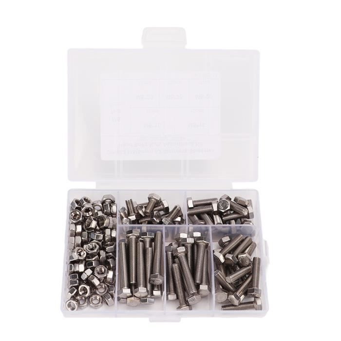 Jeu d'écrous à vis M5 - Omabeta - Kit d'assortiment de boulons et écrous hexagonaux en acier ...