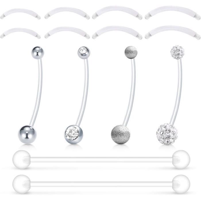 Mayhoop Piercing de Nombril Grossesse 14G Acrylique Flexible Clair 32mm ...