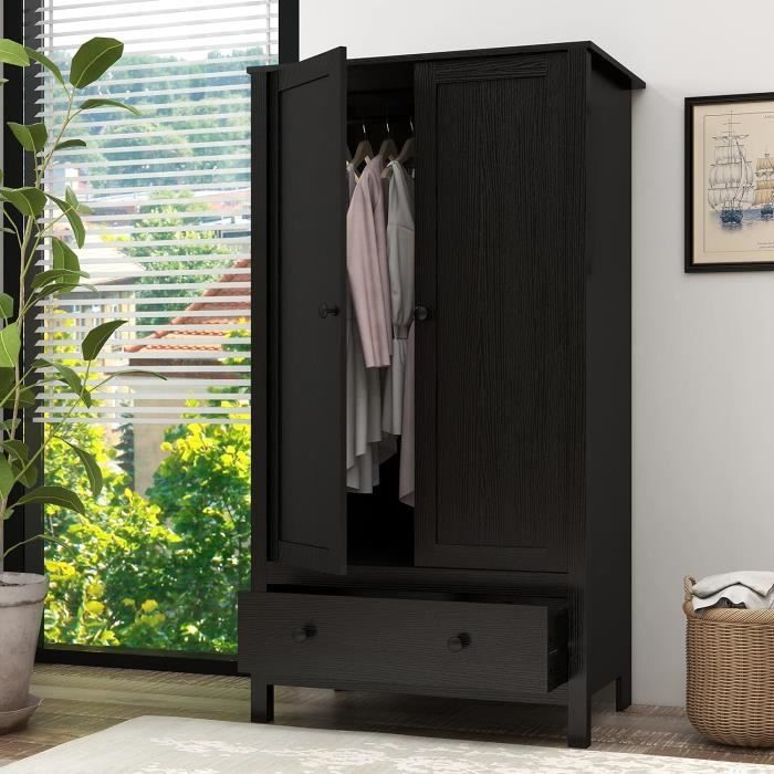 Penderie pour Vêtements, 2 Portes 1 Tiroir sur Chambre à Coucher, 79 x ...