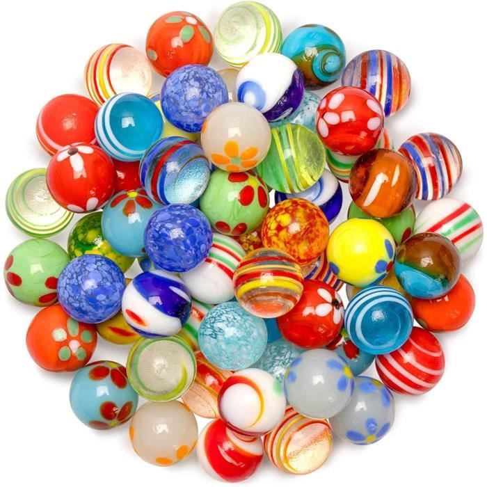 Ucradle Lot de 30 Billes 14 mm, Billes de Verre Billes Couleurs Billes ...
