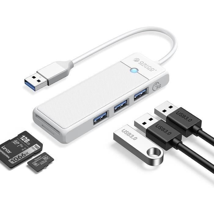 Hub Usb 3.0, Hub Usb Avec Lecteur De Carte Sd-Tf, 3 Ports Usb 3.0, Répartiteur Usb Pour ...