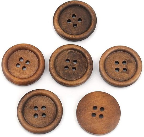 10 boutons ronds en bois marron clair, 4 trous, 25 mm.[Z1133] - Cdiscount Beaux-Arts et Loisirs ...