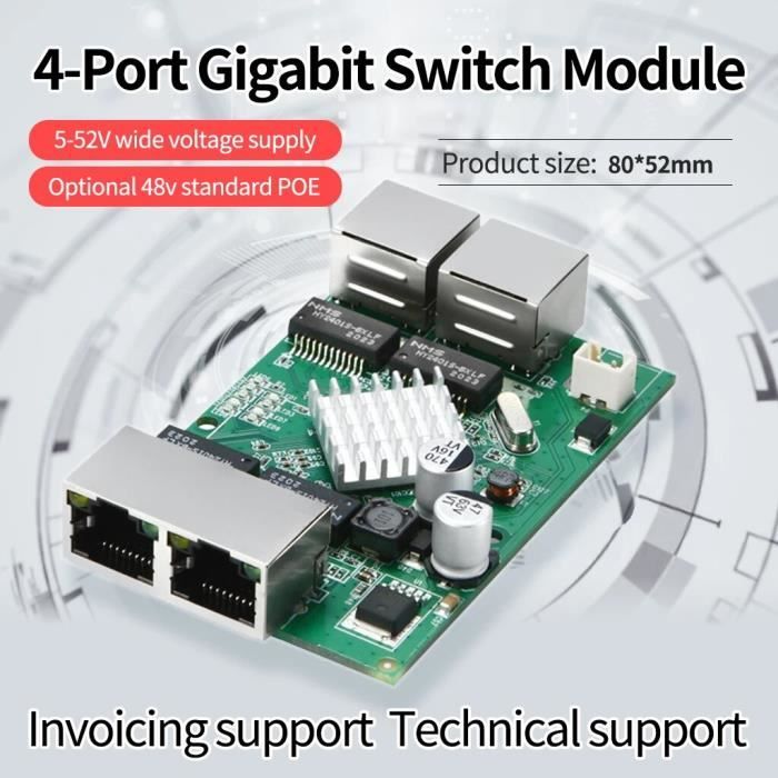 Module De Commutation Industriel Gigabit Complet Alimentation Poe