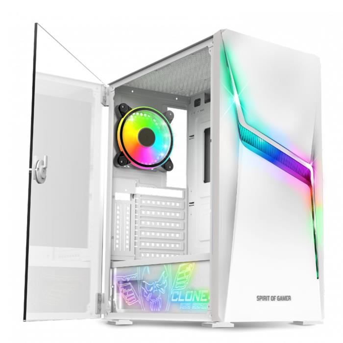 Boitier PC CLONE 4 ARTIC blanc RGB - SPIRIT OF GAMER - Moyen tour ...