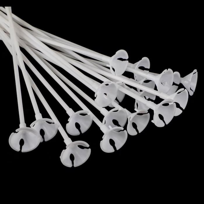 Tige de ballon - VITATA - 42CM - Plastique - Blanc - Lot de 20 tiges ...