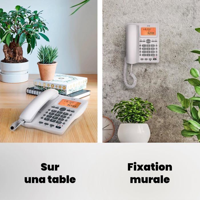 Téléphone fixe filaire - FEBEST - Écran clair - 4 mémoires directes ...