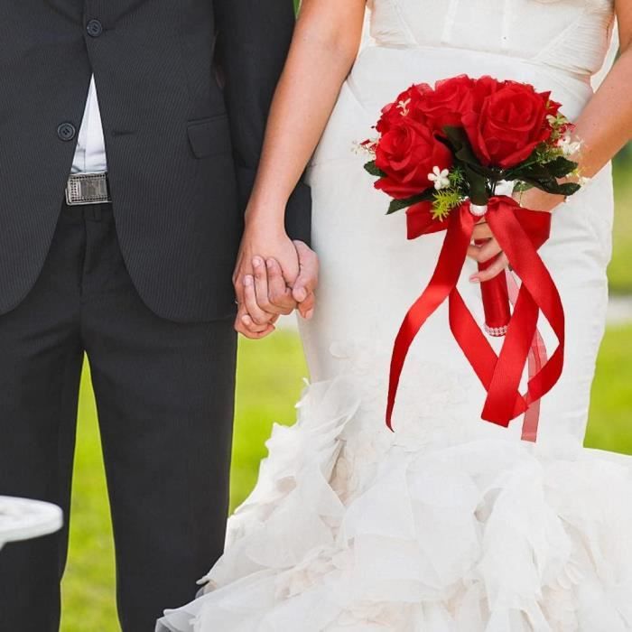 Beau Bouquet De Mariage, Rose Réaliste Faux Bouquets De Fleurs Rose ...