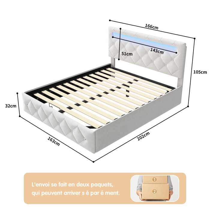 Lit Coffre Capitonne 160x200null