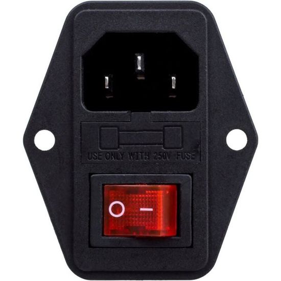 Prise alimentation mâle interrupteur module admission 3 broches 10A ...