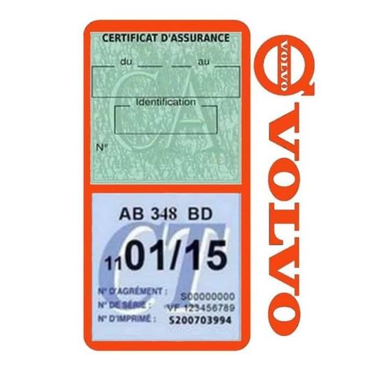 VOLVO VD37 ORANGE POCHETTE ETUI VIGNETTE ASSURANCE VOITURE ET CONTROLE ...